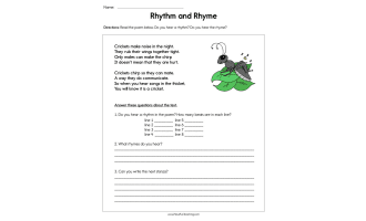 Poetry Rhyme and Rhythm Worksheet by Teach Simple