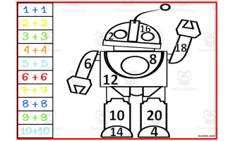 Addition Doubles Facts | Color by Number | Robots by Teach Simple