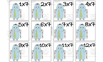 Robot Multiplication Colored Cards x1 by Teach Simple