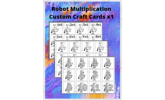 Robot Multiplication Colored Cards x1 by Teach Simple