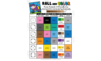 Roll and Color A Sweet Pig Game Sheet and Coloring Page by Teach Simple