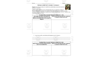 Romeo and Juliet Prologue | Double Entry Journals by Teach Simple