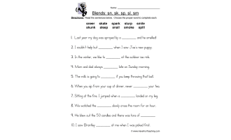 S Blends Worksheet by Teach Simple