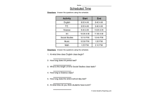 Telling Time Matching Worksheet by Teach Simple