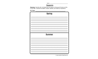 Seasons Explanations Worksheet by Teach Simple