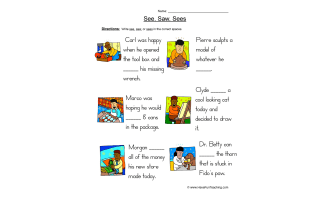 See Saw Sees Fill in Blank Worksheet by Teach Simple