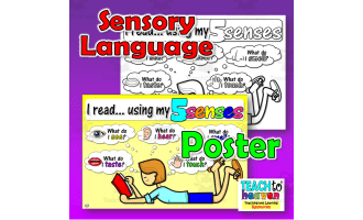 Sensory Language: Poster 2 (I describe using my 5 senses...) by Teach ...