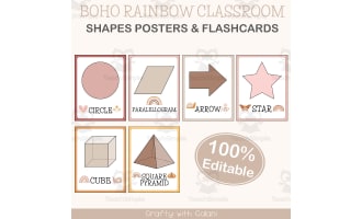 Color Poster Classroom Decor in Boho Rainbow Theme - 100% Editable by ...