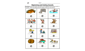 Short E Beginning and Ending Sounds Worksheet by Teach Simple