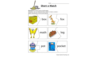 Short A Matching Game Worksheet by Teach Simple