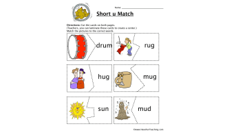 Short A Matching Game Worksheet by Teach Simple