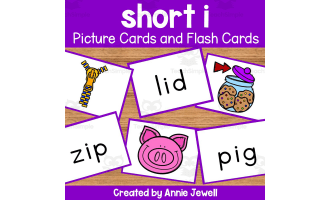 Short Vowel Flash Cards with Pictures - Short i by Teach Simple
