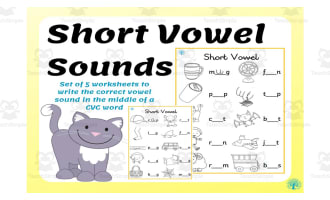Fill in the Vowel CVC Worksheet by Teach Simple
