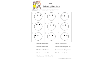 Drawing Follow Directions Worksheet by Teach Simple