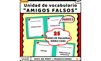 Spanish English false cognates assessment activities Part 5 by Teach Simple