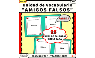 Spanish English false cognates assessment activities Part 5 by Teach Simple