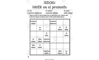 Spanish: TENER Present Tense Sudoku by Teach Simple