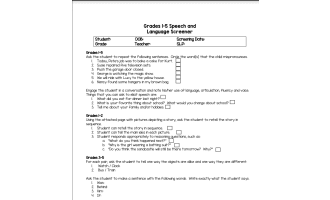 Kindergarten Speech and Language Screener by Teach Simple