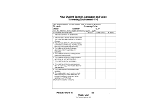 Kindergarten Speech and Language Screening Supplement by Teach Simple