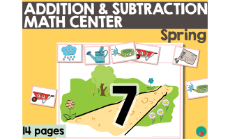 Spring Addition & Subtraction Practice Worksheet by Teach Simple