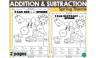 Spring Addition & Subtraction Practice Worksheet by Teach Simple