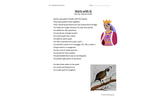 Alphabet Stories Letter Q Reading Comprehension Worksheet by Teach Simple