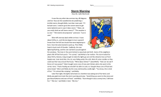 Raining Cats and Dogs Reading Comprehension Worksheet by Teach Simple