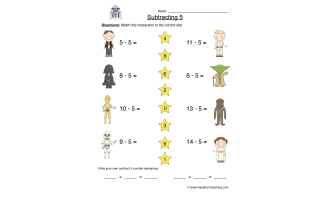 Adding Five Matching Worksheet by Teach Simple