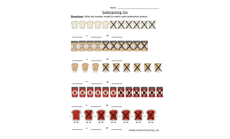 Subtract Six Matching Worksheet by Teach Simple