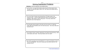 Subtraction Equations Word Problems Worksheet by Teach Simple