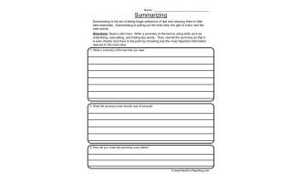 Summarizing Worksheet by Teach Simple