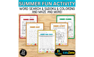 Summer Fun Activity Book for Kids Ages 3-5: Puzzles, Games, Coloring. by Teach Simple