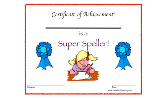 Super Speller Reward Certificate for Boys by Teach Simple