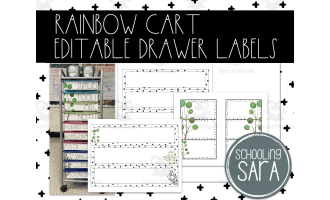 10 Drawer Cart Labels Editable 90s Retro Theme by Teach Simple