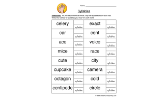 Syllable Sorting Worksheet by Teach Simple