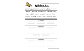 Syllable Sorting Worksheet by Teach Simple