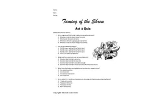 Taming of the Shrew Interactive Flipbook by Teach Simple