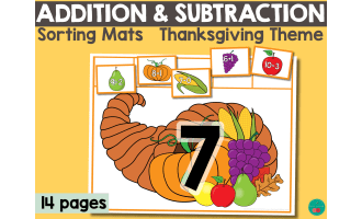Addition and Subtraction Within 10 Thanksgiving Math Game by Teach Simple