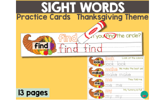 Thanksgiving Color by Sight Word by Teach Simple
