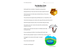 Things that are Blue Reading Comprehension Worksheet by Teach Simple