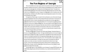 Physical Features of Georgia Reading Packet by Teach Simple