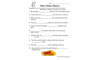 Their, There, They're Fill in the Blank Homophones Worksheet by Teach ...