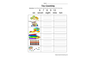 Toy Counting 1-5 Worksheet by Teach Simple
