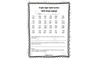 3 Digit Subtraction with Regrouping Matching Worksheet by Teach Simple