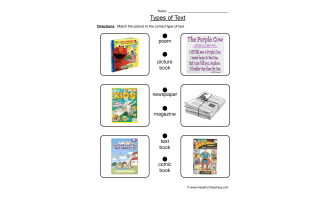 Different Types of Text Worksheet by Teach Simple