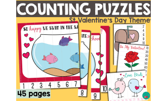 Valentine’s Day Number Tracing |Kindergarten Math Worksheets Counting ...