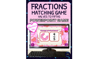Valentines Day Fractions Matching Game Activity - 1/2s to 1/5s ...