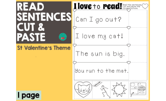 Valentine's Day Beginning Sounds Cut and Paste Worksheets by Teach Simple