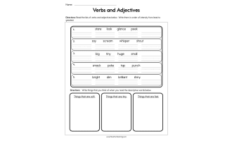 Verb Adjective or Preposition Worksheet by Teach Simple