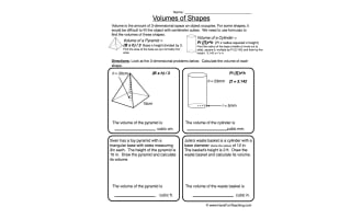 Volume of 3D Shapes Worksheet by Teach Simple